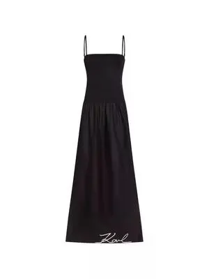 Karl Lagerfeld Shirred Maxi Beach Dress - Black