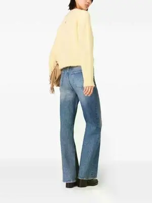 Maje Chain-belt Faded Denim Jeans - Blue