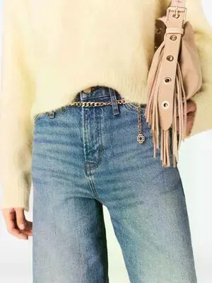 Maje Chain-belt Faded Denim Jeans - Blue
