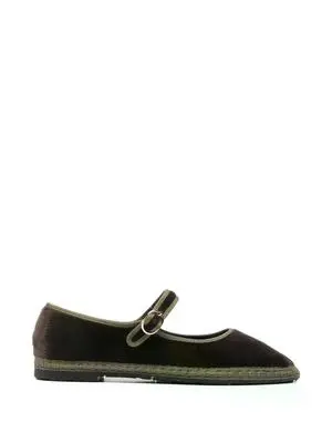 FLABELUS Ulla Velvet Ballet Flats - Brown