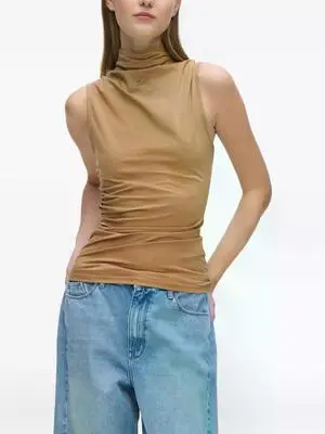 Karl Lagerfeld Ruched Mock-neck Tank Top - Neutrals