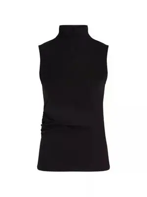 Karl Lagerfeld Mock-neck Ruched Tank Top - Black