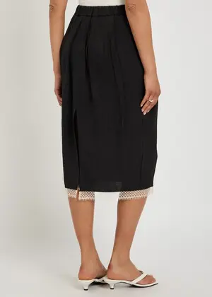 Maria Mcmanus Lace-trimmed Woven Midi Skirt