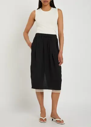Maria Mcmanus Lace-trimmed Woven Midi Skirt