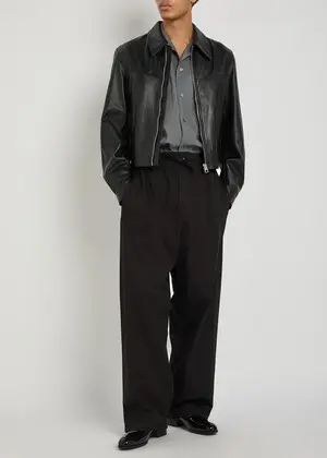 LEMAIRE Barrel-leg Cotton Trousers - Black