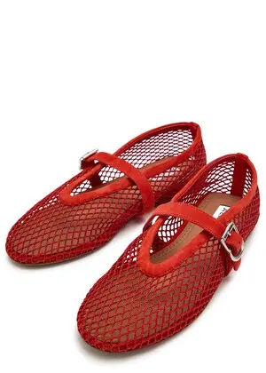 Alaïa Mesh And Suede Ballet Flats - Red