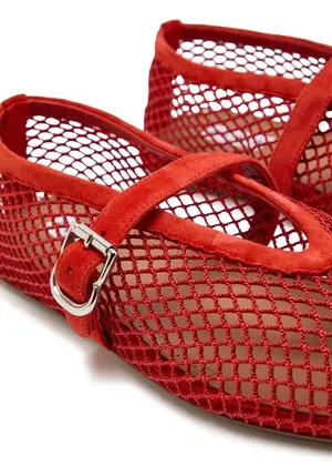 Alaïa Mesh And Suede Ballet Flats - Red