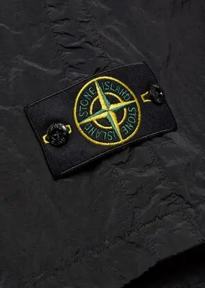 Stone Island Crinkled Nylon Logo Shorts - Black