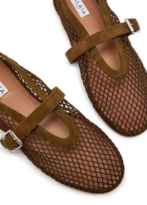 Alaïa Mesh And Suede Ballet Flats