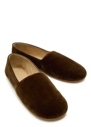 THE ROW Ponti Velvet Slipper Flats - Brown