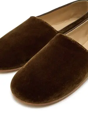 THE ROW Ponti Velvet Slipper Flats - Brown