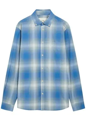 LES DEUX Kent Checked Cotton-poplin Shirt - Blue