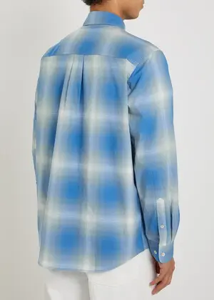 LES DEUX Kent Checked Cotton-poplin Shirt - Blue