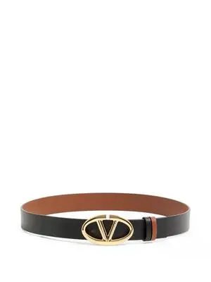 Valentino Garavani Vlogo The Bold Edition Reversible Calfskin Belt - Black