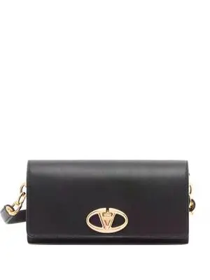 Valentino Garavani Vlogo The Bold Edition Wallet With Shoulder Strap In Nappa Leather - Black