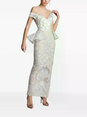 IMROSKA Sequin-embellished Peplum Maxi Dress