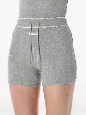 MARINE SERRE Ribbed Drawstring Shorts With Logo Patch - Grey