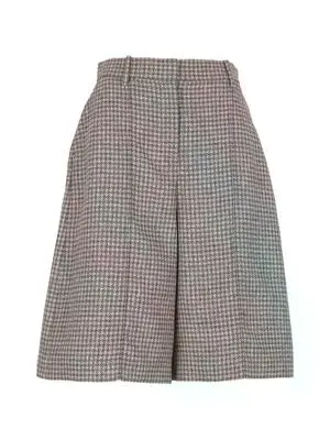 Agnona Houndstooth Pattern Wide-leg Shorts