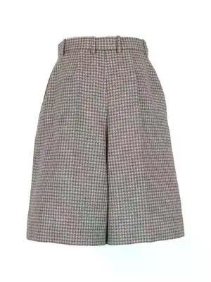 Agnona Houndstooth Pattern Wide-leg Shorts