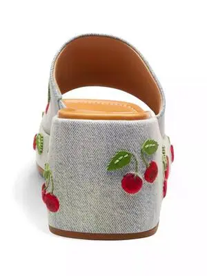 COACH Cherry-embroidered Wedge Sandals
