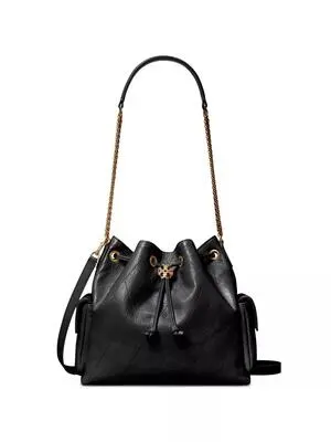 Tory Burch Quilted Drawstring Shoulder Bag - Black