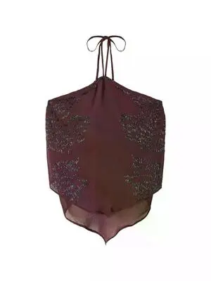 Patrizia Pepe Embroidered Halterneck Top
