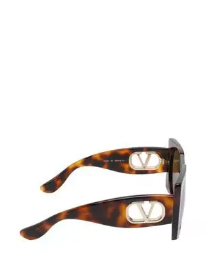 Valentino Garavani V-logo Signature Geometric-frame Sunglasses - Brown
