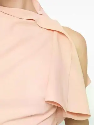 NISSA Sleeveless Ruffled High-neck Top - Pink