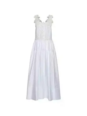 Maurizio Lace-trim Embroidered Midi Dress - White