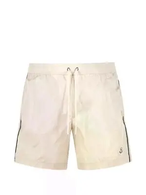 Moncler Logo-patch Drawstring Swim Shorts - Neutrals