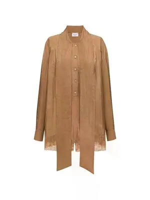 Saint Laurent Lace-trimmed Pussy-bow Playsuit