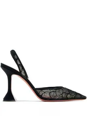 Amina Muaddi 95mm Holli Lace Pumps
