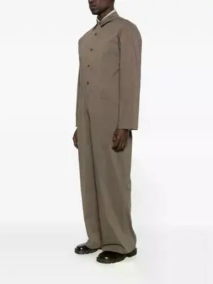 AMOMENTO Khaki Button-up Long-sleeve Jumpsuit