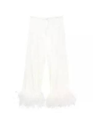 Oseree Feather-trim Drawstring Trousers - White