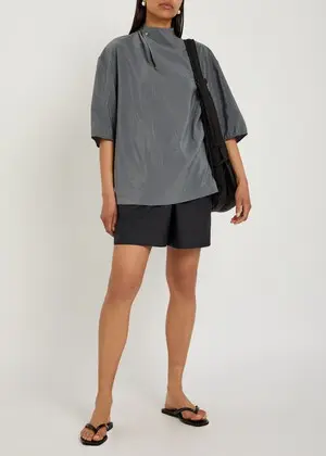 LEMAIRE High-neck Silk-blend Top - Grey
