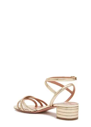 AQUAZZURA Ribbed Metallic Ankle Strap Sandals