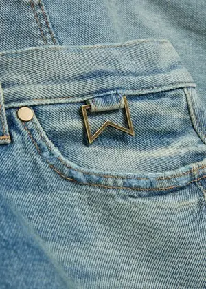 Rhude Boxy Traxedo Denim Shorts - Blue