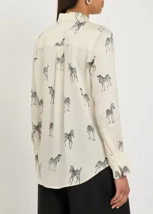 Rails Saige Zebra Print Satin-twill Shirt - White