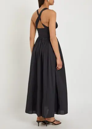 Matteau Gathered Cotton-poplin Midi Dress - Black