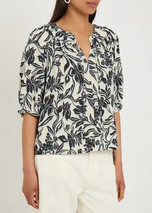 Rails Belina Floral-print Woven Blouse - Black