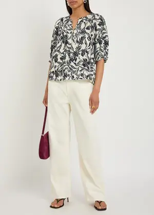 Rails Belina Floral-print Woven Blouse - Black