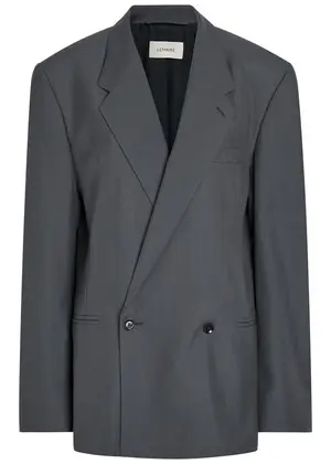 LEMAIRE Woven Double-breasted Blazer - Dark Grey