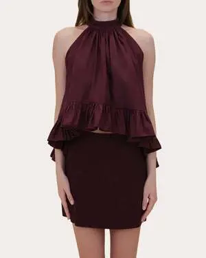 Azeeza Blair Poplin A-line Mini Skirt - Red