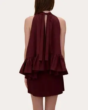 Azeeza Blair Poplin A-line Mini Skirt - Red