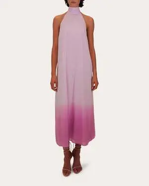 Azeeza Meera Dip-dye Voile Halter Midi Dress