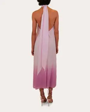 Azeeza Meera Dip-dye Voile Halter Midi Dress
