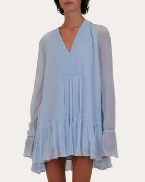 Azeeza Thistle Silk Chiffon Gathered Mini Dress