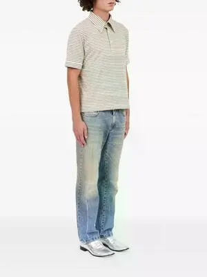 MAISON MARGIELA Striped Button Polo Shirt - Neutrals
