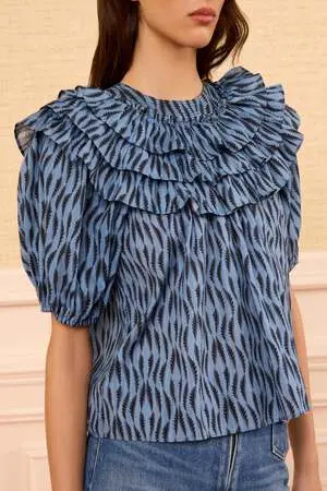 Ulla Johnson Printed Mira Top - Tidal