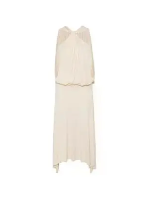 SEMICOUTURE Halterneck Draped Midi Dress